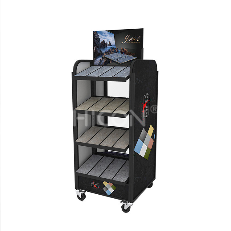 Custom Movable Double Sided Tile Display Racks 4-tier Tile Stand ...