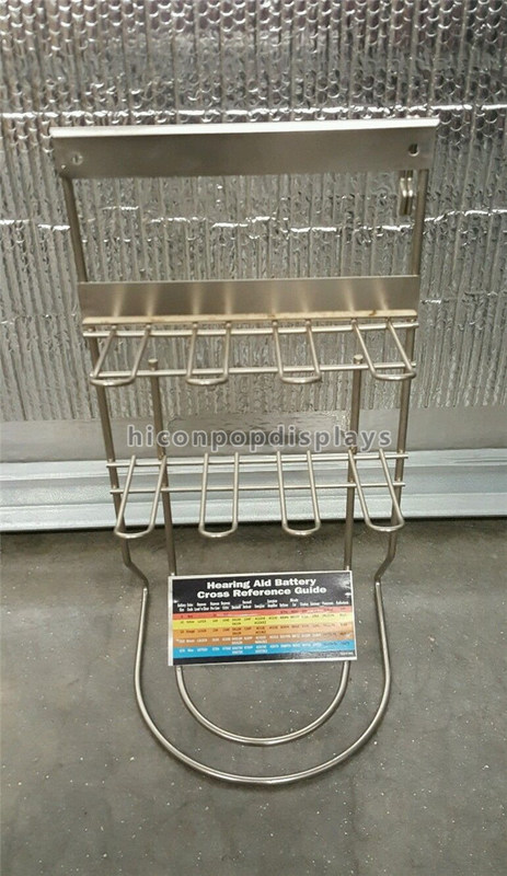 2 Layer 9'' * 19'' * 8'' Steel Wire Display Rack 8 Hooks For Battery ...