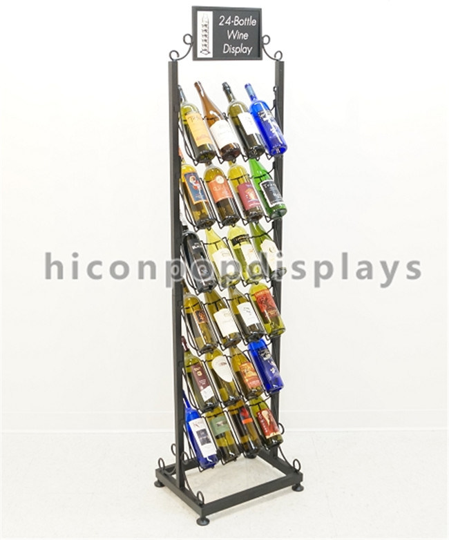 24 Bottle Wine Display Tower / Retail Shop Metal Wire Whiskey Rack 6 ...