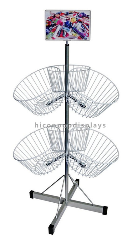 Retail Shop Flooring Display Stands Wire Metal Floor Display 3-Layer ...