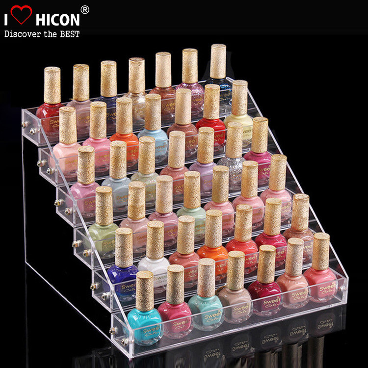 Custom Logo Clear Acrylic Counter Display Racks 5 Step For Nail Polish ...