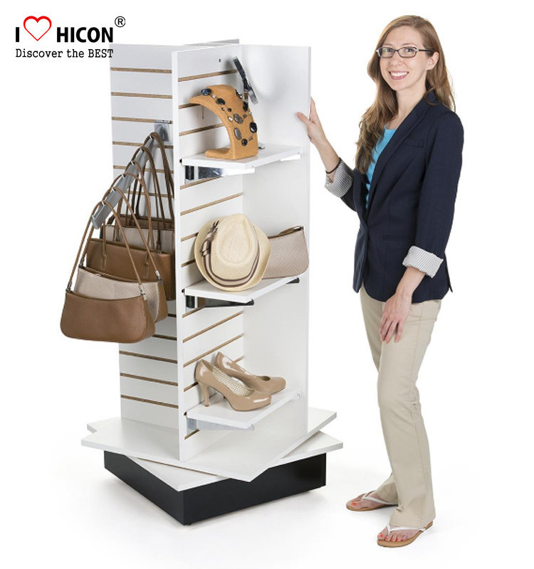 Catch Glance slatwall Display Stands Bag Store Wood Slotted Display ...
