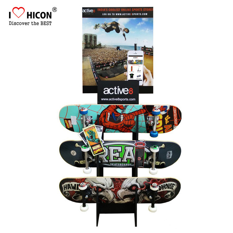 Custom Logo Wooden Display Racks Floor Skateboard Rack Display For ...
