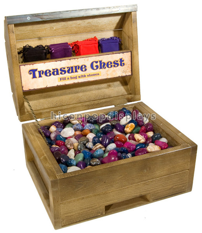 Tumbled Stone Chest Retail Exhibition Showcase Box Solid Wood Display Case