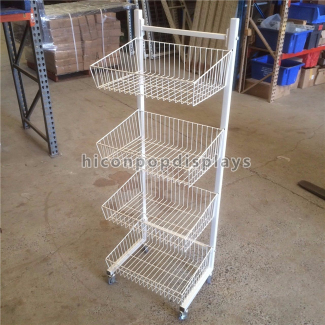 Metal Wire Display Stand Free Standing With 4 - Layer Basket Holder / 4 ...