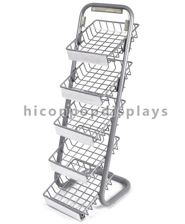 5 Layer Metal Tray Retail Flooring Display Stand Wire Snack Candy Bar ...
