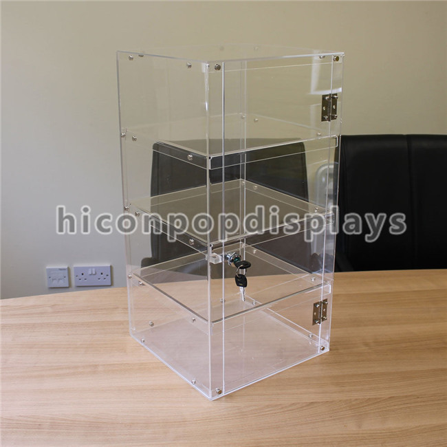 Lockable 4 - Layer Clear Acrylic Display Tower Desktop Waterproof ...