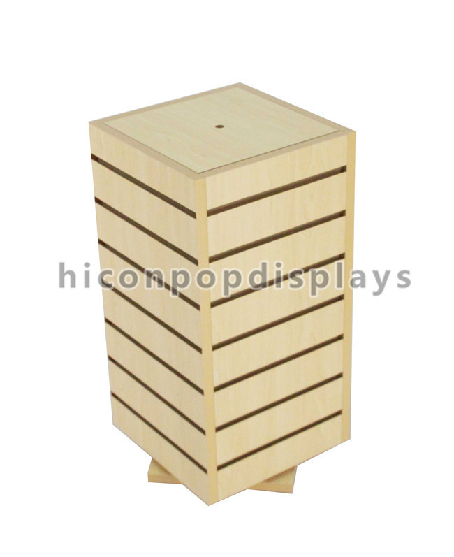 Desktop Wood Slatwall Display Stands , Rotating Slatwall Display Tower ...