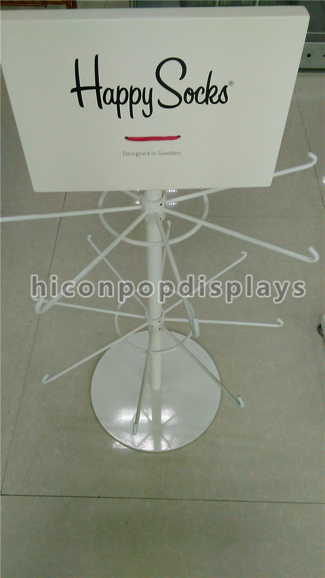 2-Layer White Pop Merchandise Displays Unit Custom Happy Socks Display ...