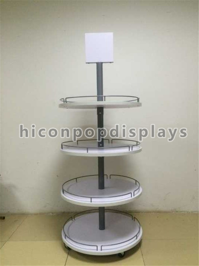 Flooring Rotating Snack Display Racks , Custom Dump Bin Honey Display Stand