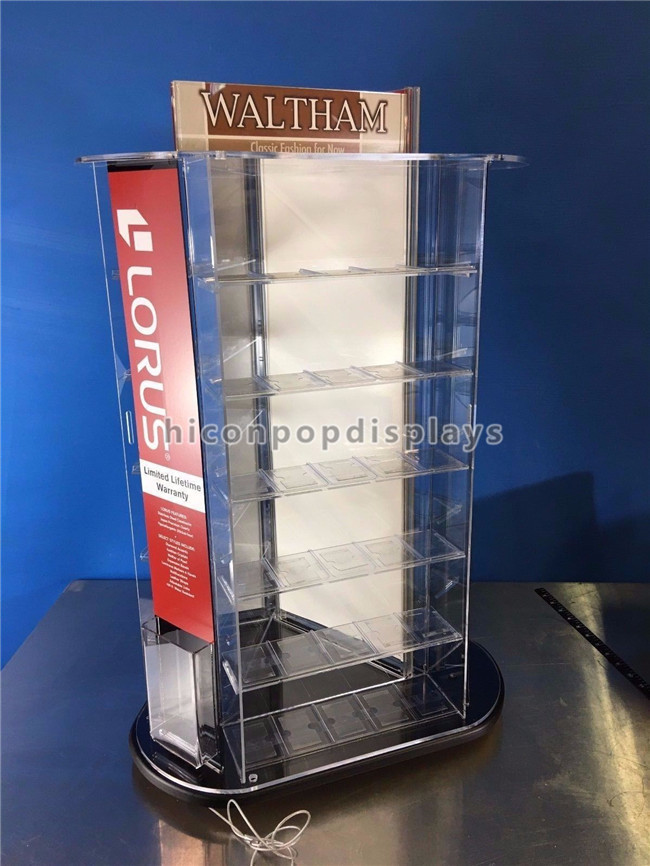 Tabletop Rotating Acrylic Display Case , 3-Way Pocket Watch Display Case
