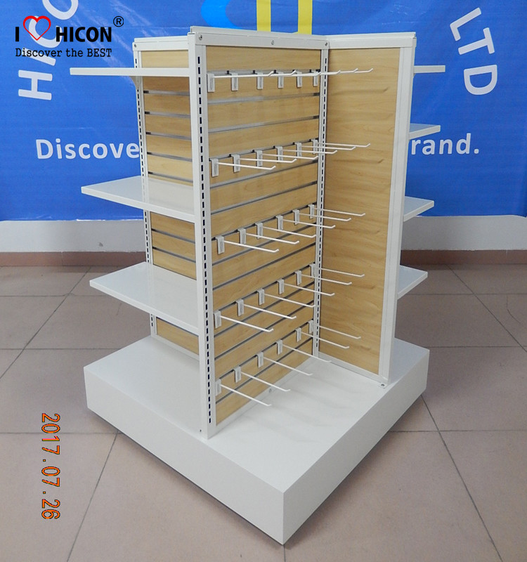 Wooden Clothing Store Fixtures Metal 4-Way Garment Shop Display Racks ...