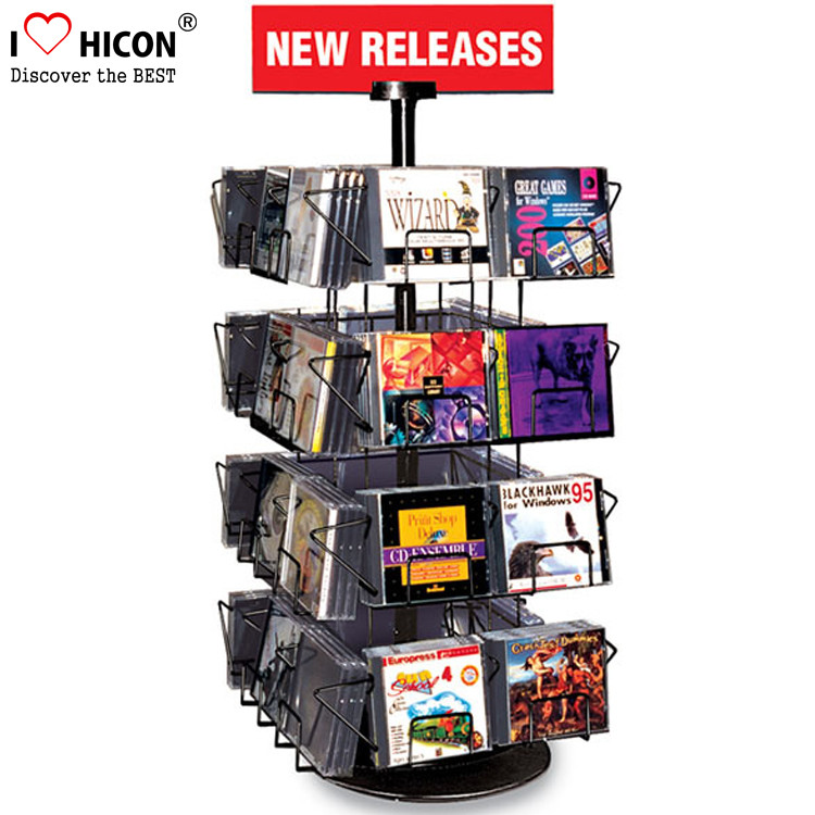 CD Merchandising Metal Display Racks 32 Pockets Book Retail Rotating ...