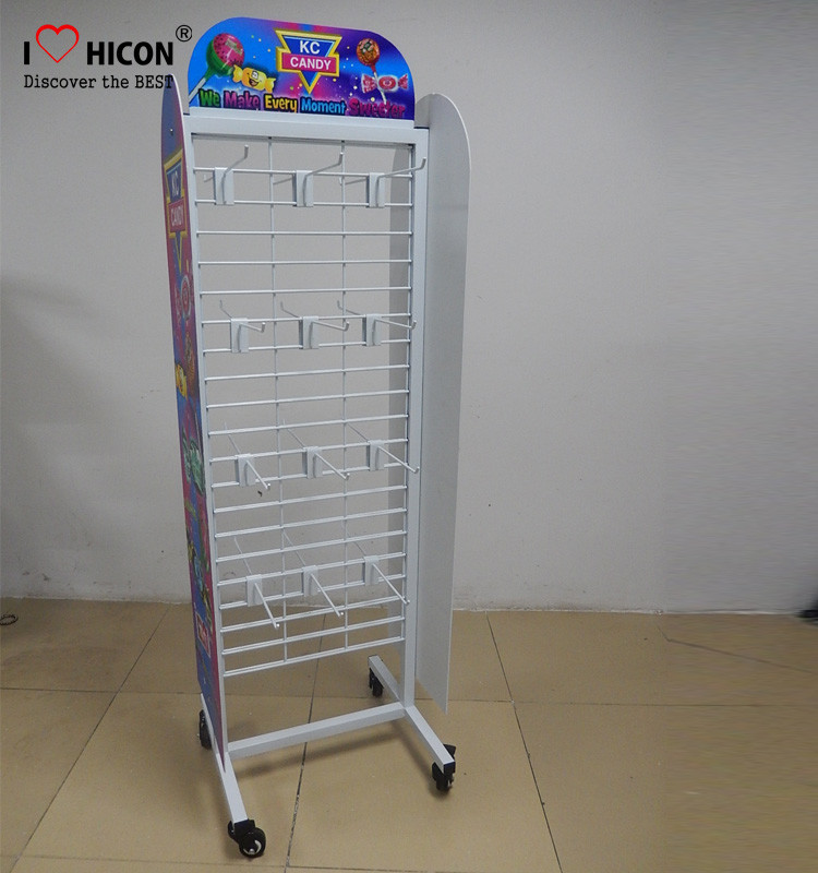 Movable Retail Store Fixtures , Metal Candy Retail Shop Display Shelving
