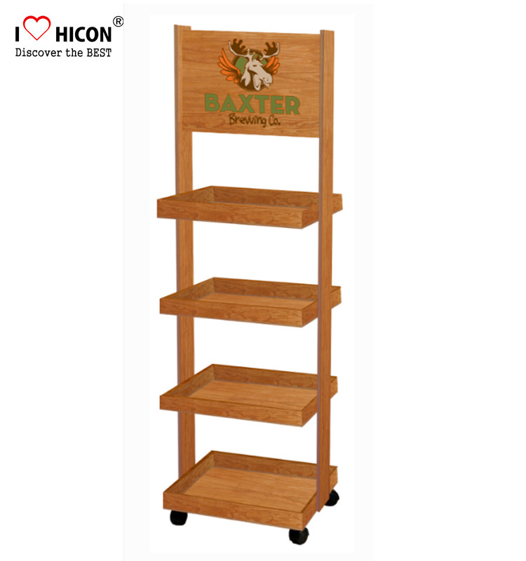 In Store Marketing Wooden Display Racks On Wheels Custom Display Rack ...